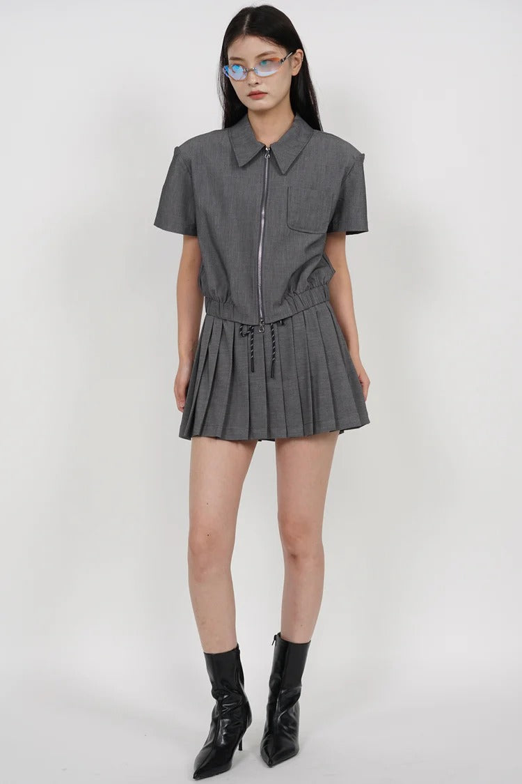 Double Zipper Top in Grey – MDS Myanmar