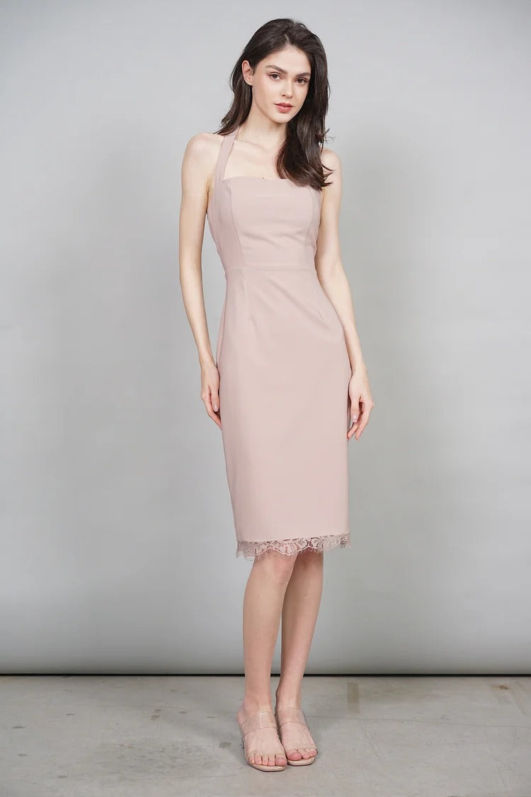Ronda Lace-Trimmed Dress In Dusty Pink – MDS Myanmar